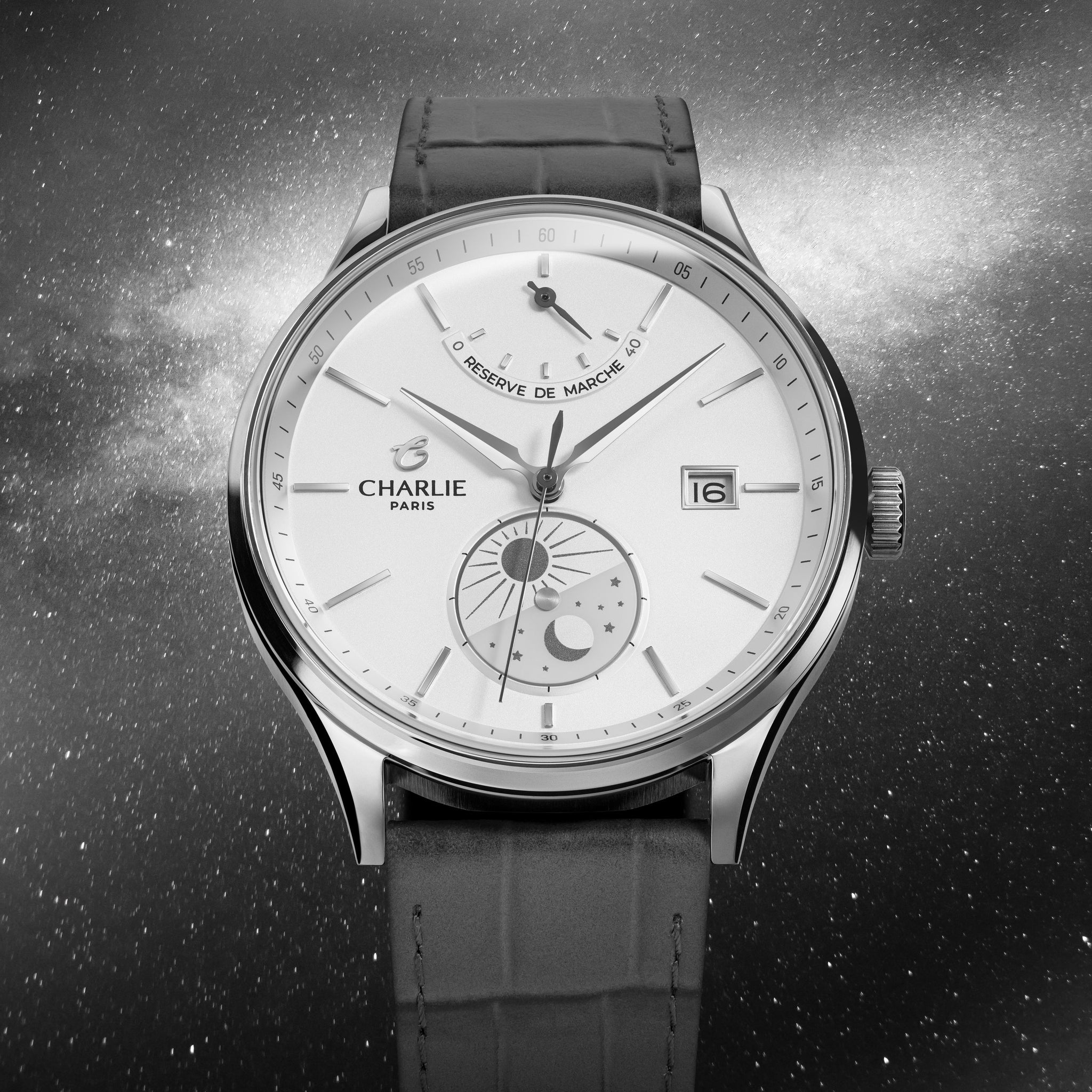 Men's automatic power reserve watch - Initial Power Reserve White